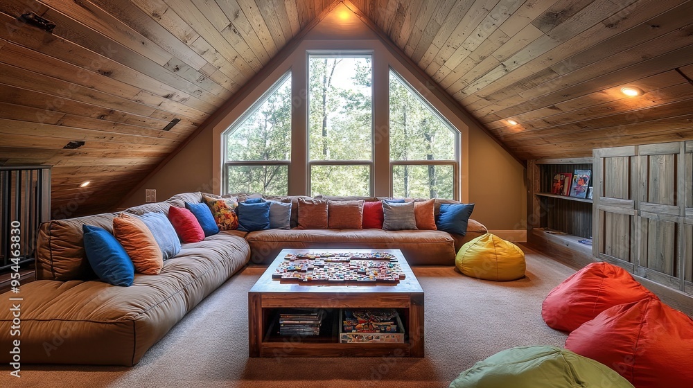 Cozy Attic Game Room: Perfect Poster for a Family Gathering Space with ...