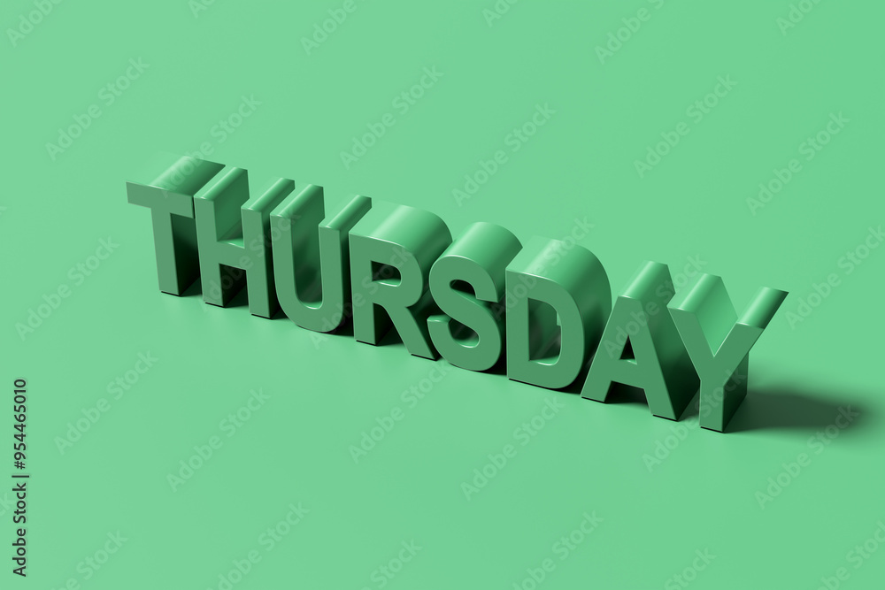 Thursday 3d text saying thursday green background bold letters Stock ...