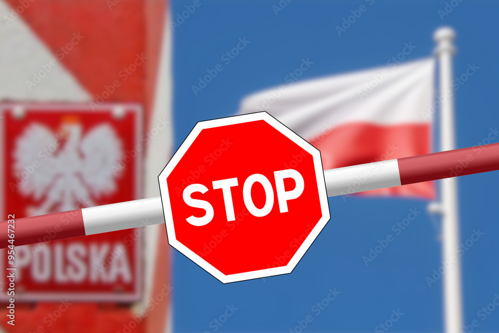 Poster A stop sign and control at the Polish border – Wall Art | UkPosters