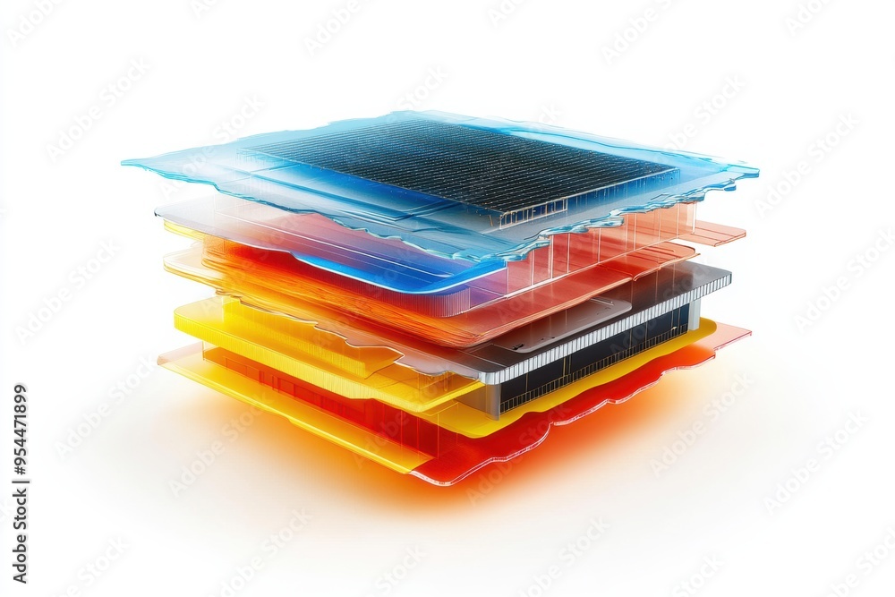 A cross section of solar cell showcasing its layered structure ...