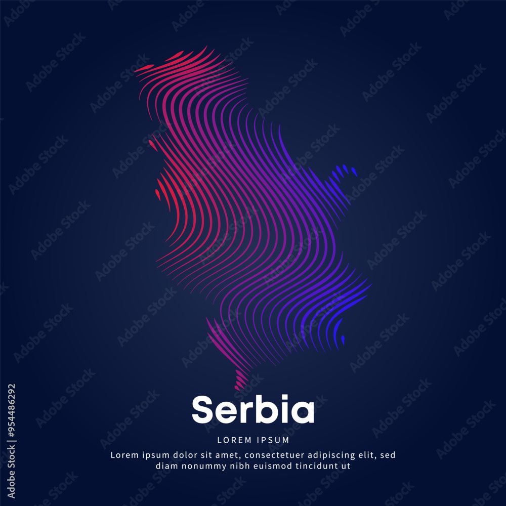 simple logo map of Serbia Illustration in a linear style. Abstract line ...