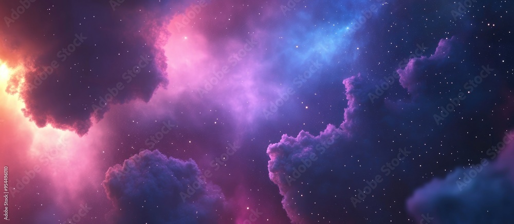 Colorful space galaxy cloud nebula in a 3D cartoon rendering Stary ...