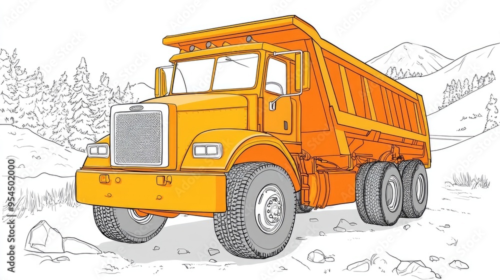 2D cartoon style dot to dot activity featuring a dump truck Dot marker ...