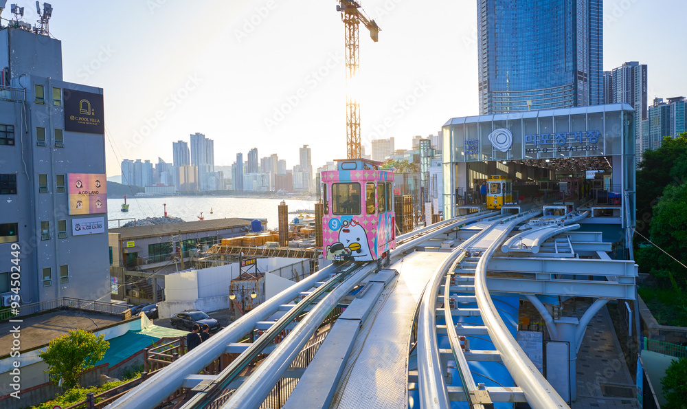 Busan, South Korea - May 18, 2024: Haeundae Blue Line Park, the most ...