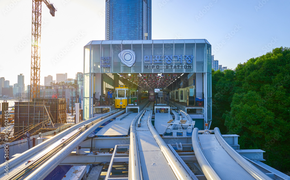 Busan, South Korea - May 18, 2024: Haeundae Blue Line Park, the most ...