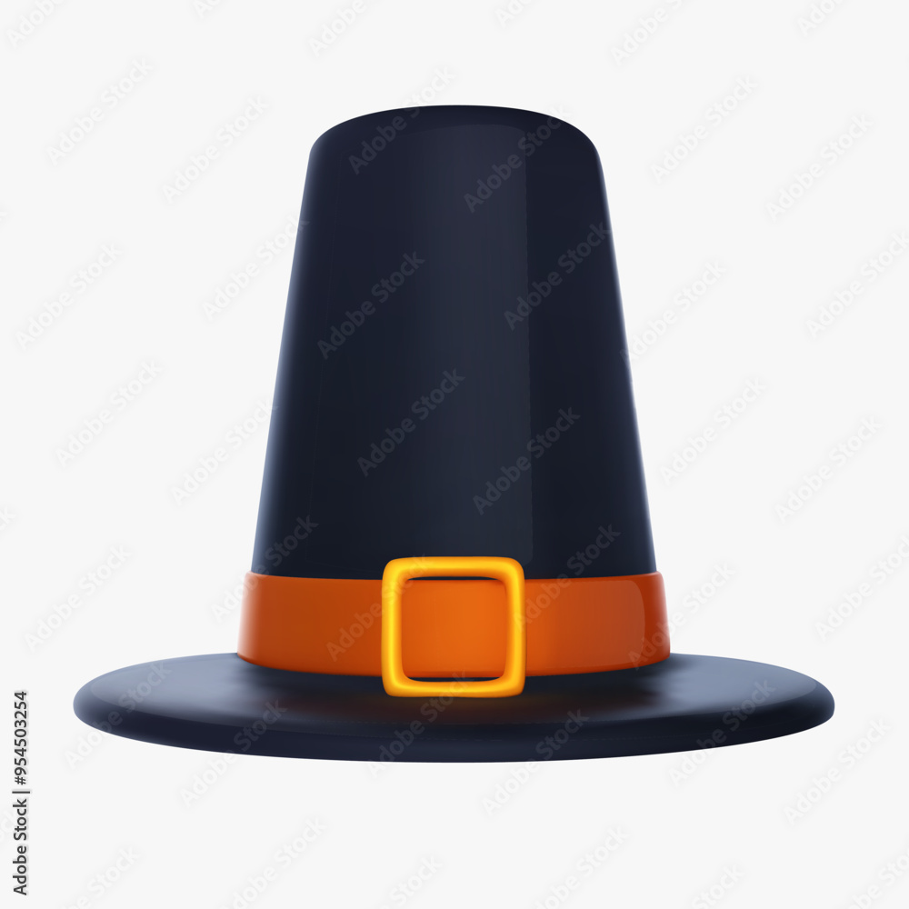 Pilgrim hat. Cartoon render element in 3d realistic style. Authentic ...