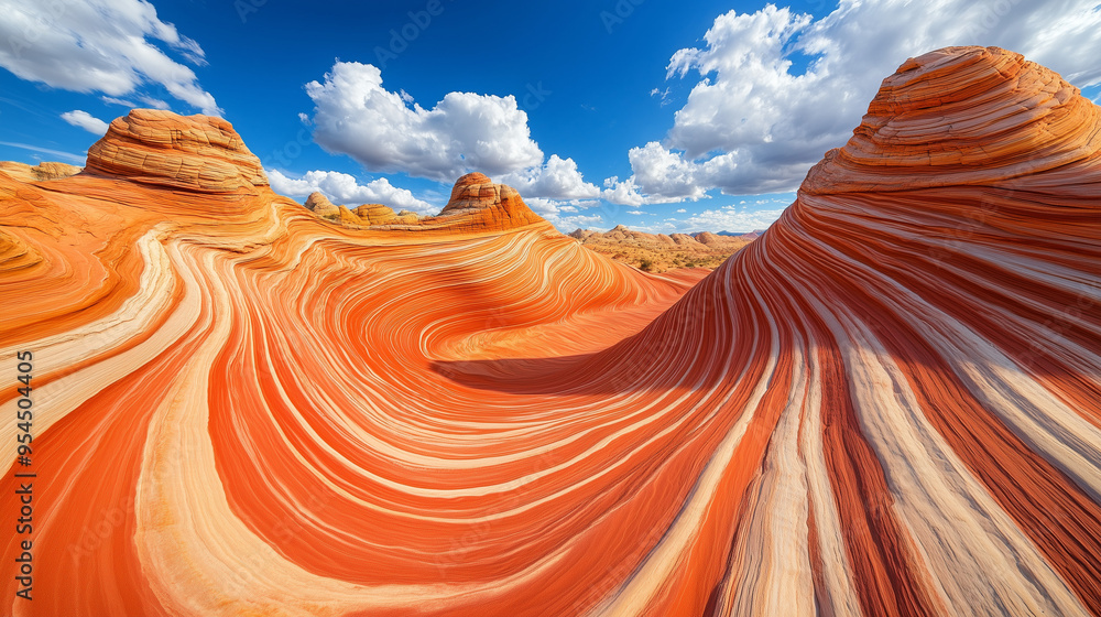 The Wave, a red and orange wavy rock formation, with a pattern ...