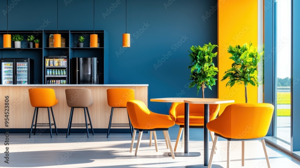 Modern Breakroom Oasis for Casual Interactions | Cozy Space with High ...
