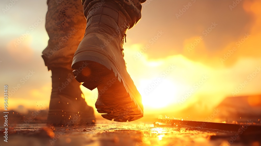 Gritty Boot Stepping on Rusty Metal Surface Leaving Oil Stained ...