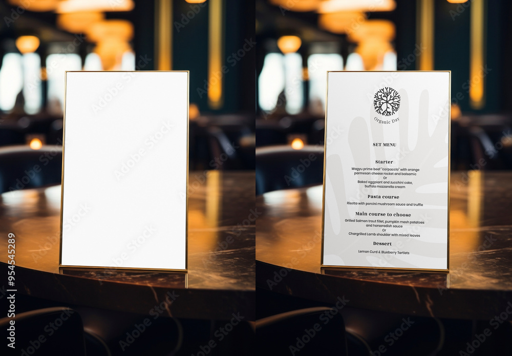 Restaurant Table Menu Mockup With Generative AI Stock Template | Adobe ...