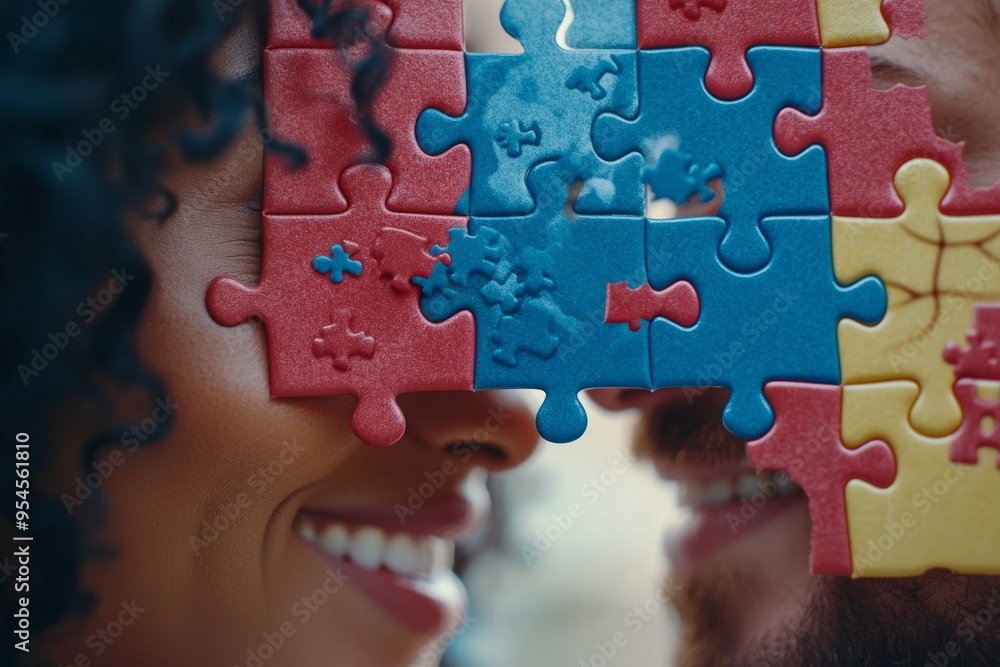 Memory enhancement Love affair Close up of two profiles with ...