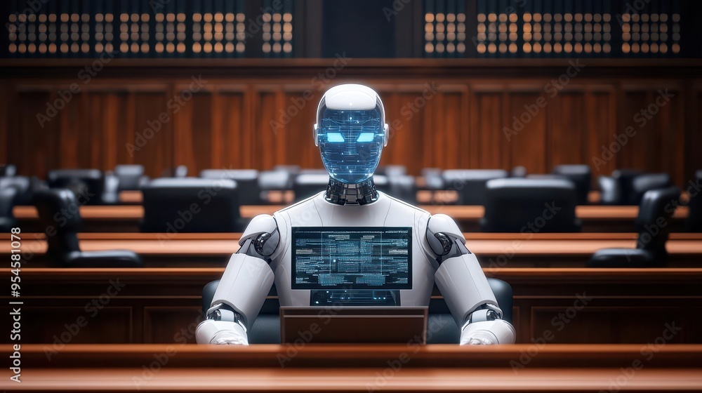 An AI-powered legal assistant analyzing a case with holographic data ...