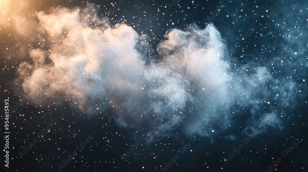 A cloud of fine dust particles and debris suspended in the air on a ...