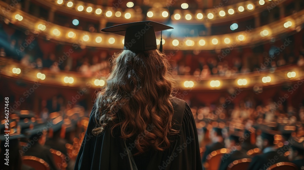 Graduation Ceremony: A formal celebration in a spacious auditorium ...