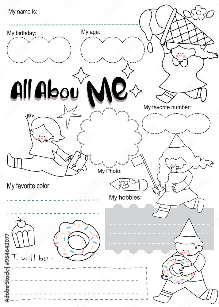 elements, back to school, Cute All about me, cute cartoon all about me ...