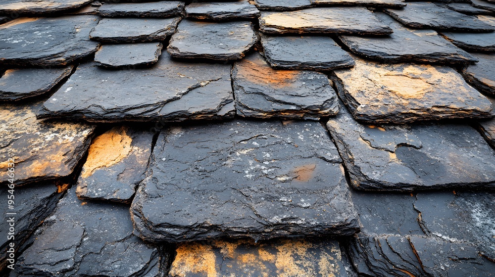 Shingle roof surface showing a blend of fresh hail damage and aged ...