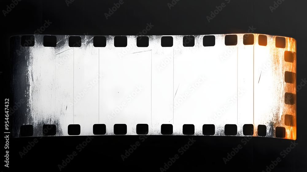 Vintage grungy film isolated on transparent background. Retro analog ...