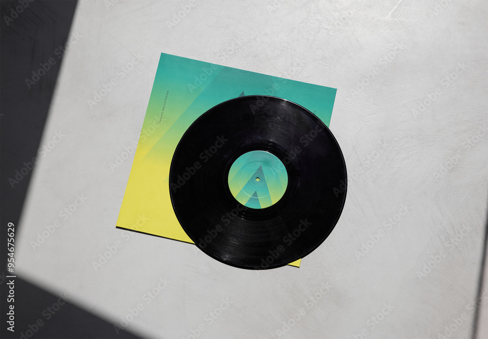 Mockup Of Customizable Lp Vinyl Record And Album Cover Stock Template ...