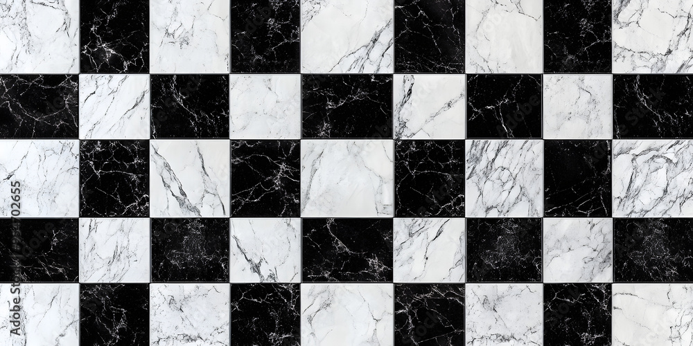 Seamless black and white checker or chess board marble tile background ...