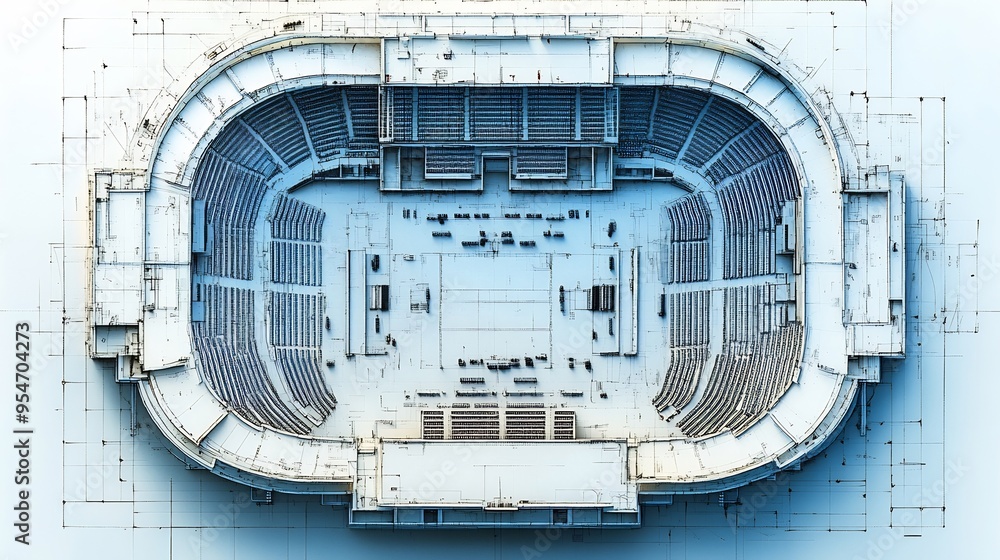Blueprint of largescale event venue with seating arrangements stage ...