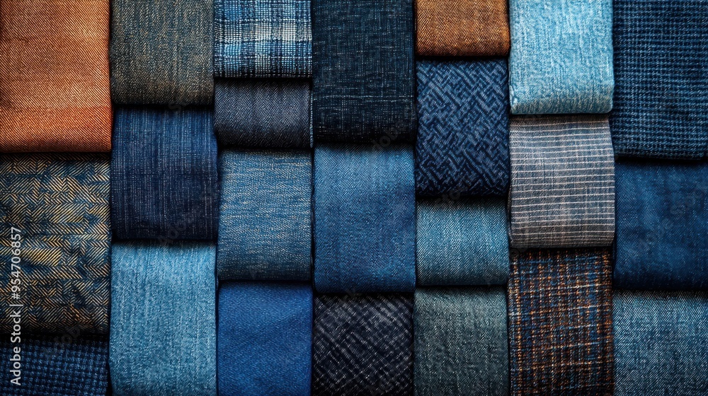 Denim Fabric Swatches Grid - Assorted Shades and Textures for Fashion ...