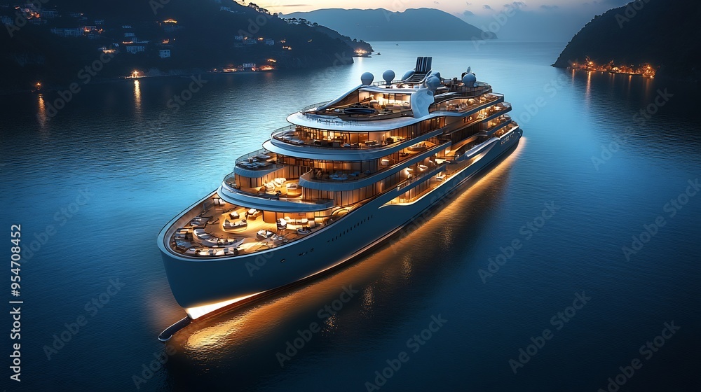 Blueprint of luxury cruise ship with deck layouts cabin designs and ...