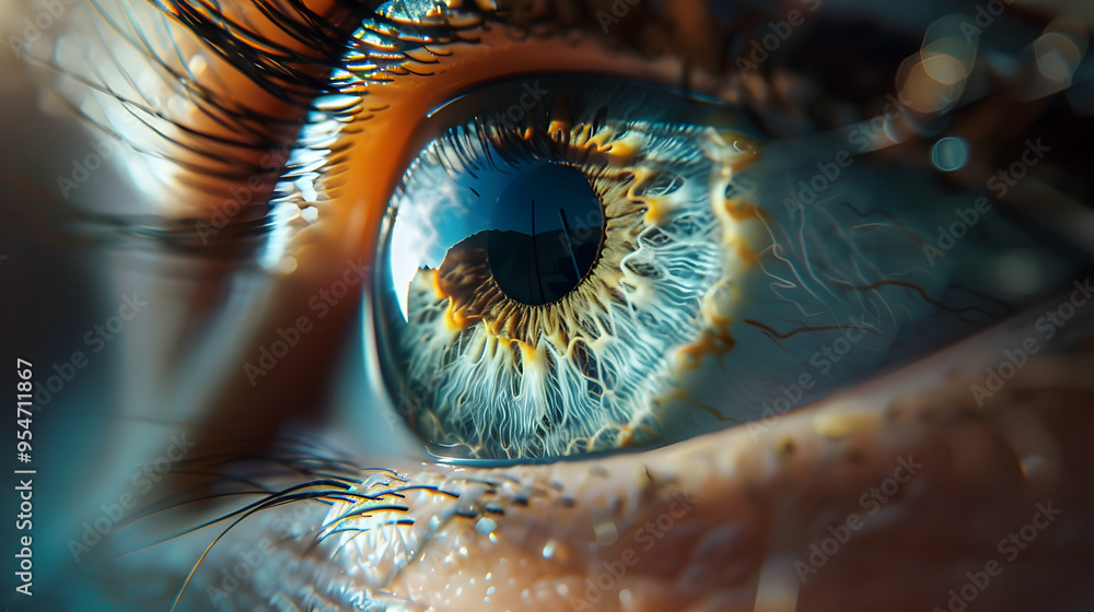Eye iris human vision blue pupil closeup. Macro futuristic eyeball ...