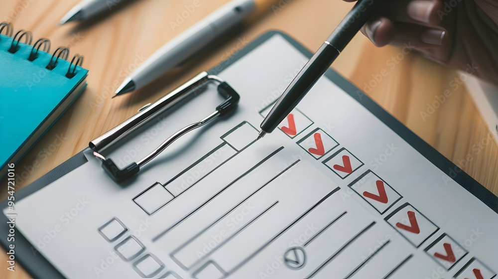 Foto de checklist concept, online questionnaire with checkboxes, online ...