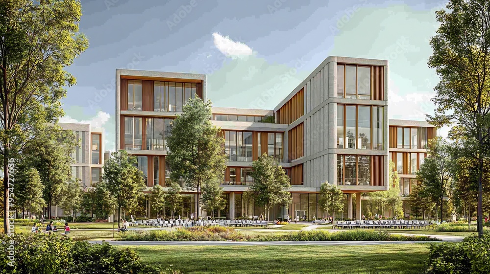 Blueprint of nextgeneration university campus with building layouts ...