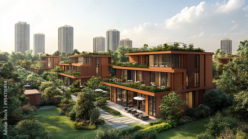 Blueprint of residential complex with apartment layouts communal spaces ...