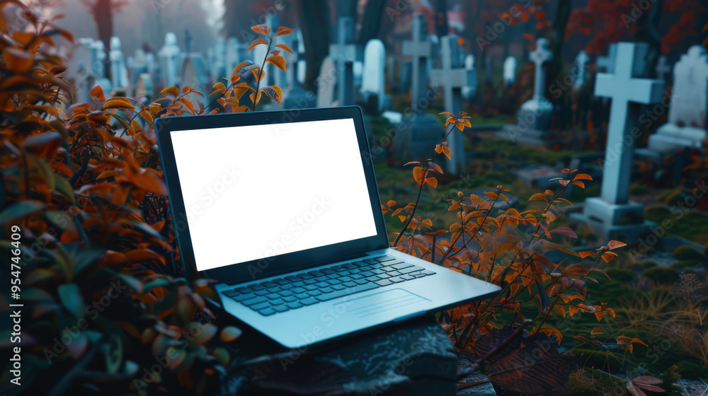 A mockup of a stylish modern laptop for website advertising. There is ...