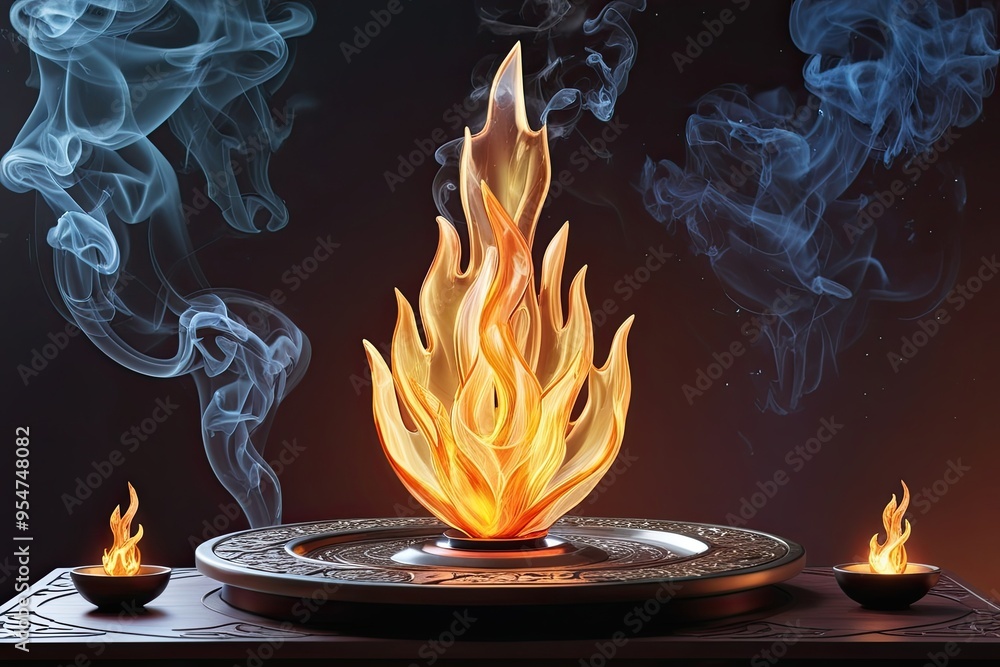 Mystical Oracle Flame: 3D Ceremonial Fire Element with Magical Smoke ...