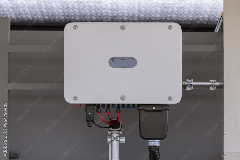Inverter solar panel in electrical room. Electrical control cabinet of ...