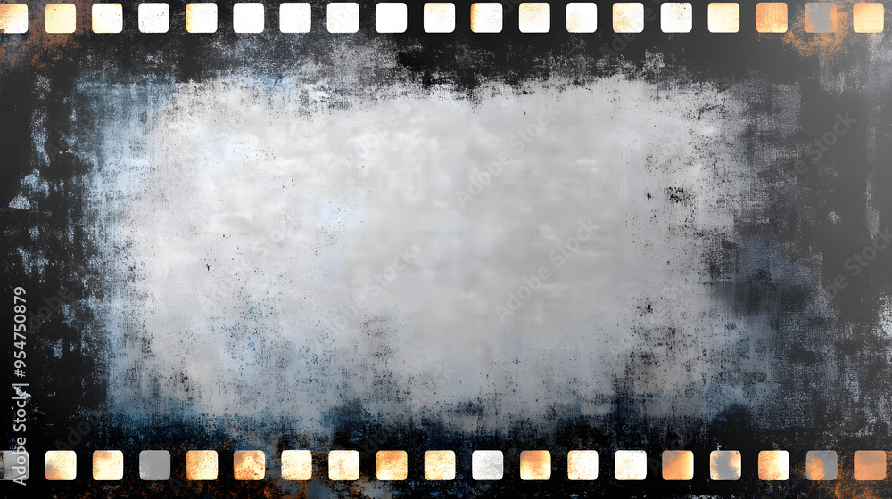 Vintage grunge film isolated on transparent background. Dirty gritty ...