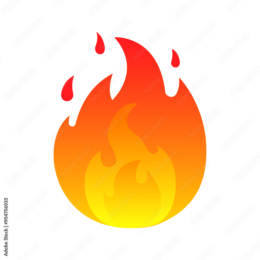 Fire element colorful icon isolated vector illustration. Red hot ...