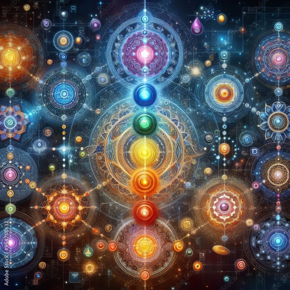 Chakra Symbols Integration of chakra symbols representing energy Stock ...