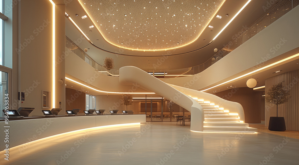 Visitor centre reception. Double height space with lots of natural ...