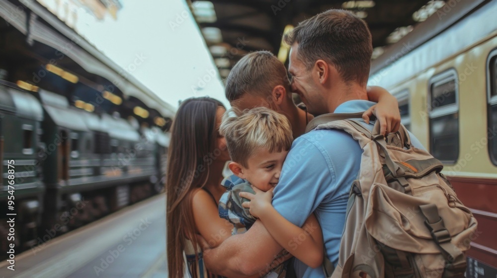 A family shares emotional goodbyes at a train station, hinting at a ...