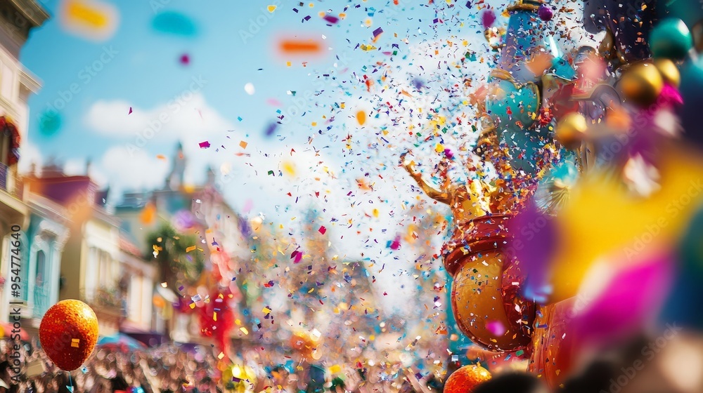 Envision a celebratory parade with confetti being thrown from floats ...