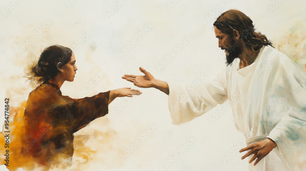 Christian woman finds peace and strength in her faith as she hugs her ...