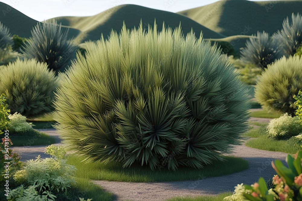 3D Digital Art of Casuarina Equisetifolia Bush in Lush Natural ...