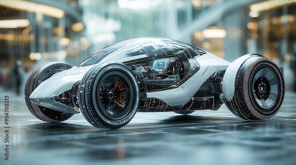 Futuristic vehicle blueprint aerodynamic design electric propulsion ...