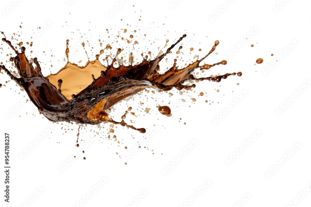 Splashes of coffee liquid splash in large waves, perfect for food or ...