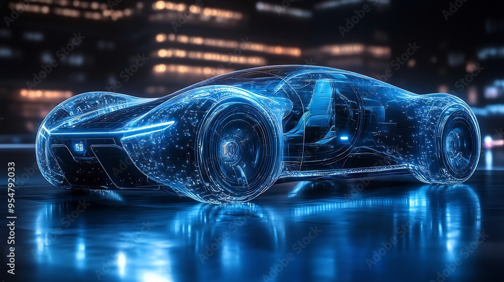 Futuristic vehicle blueprint aerodynamic design electric propulsion ...