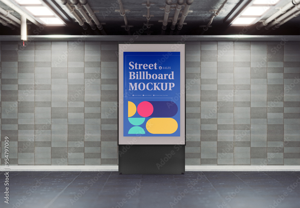 Subway Billboard Advertisement Scene Mockup Stock Template | Adobe Stock