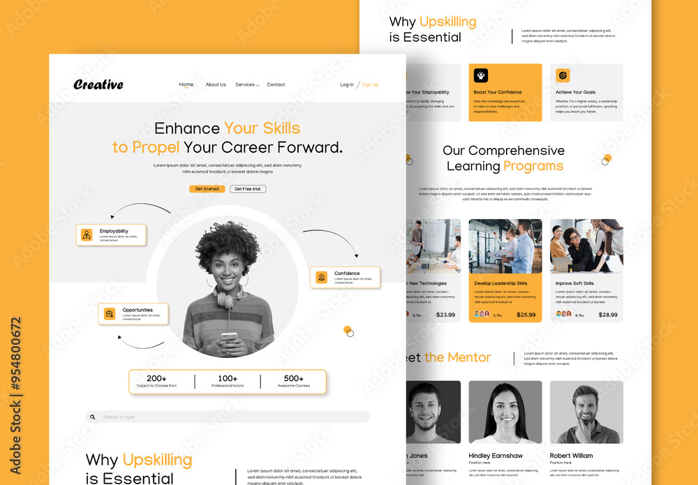 Online Course Landing Page Layout Stock Template | Adobe Stock