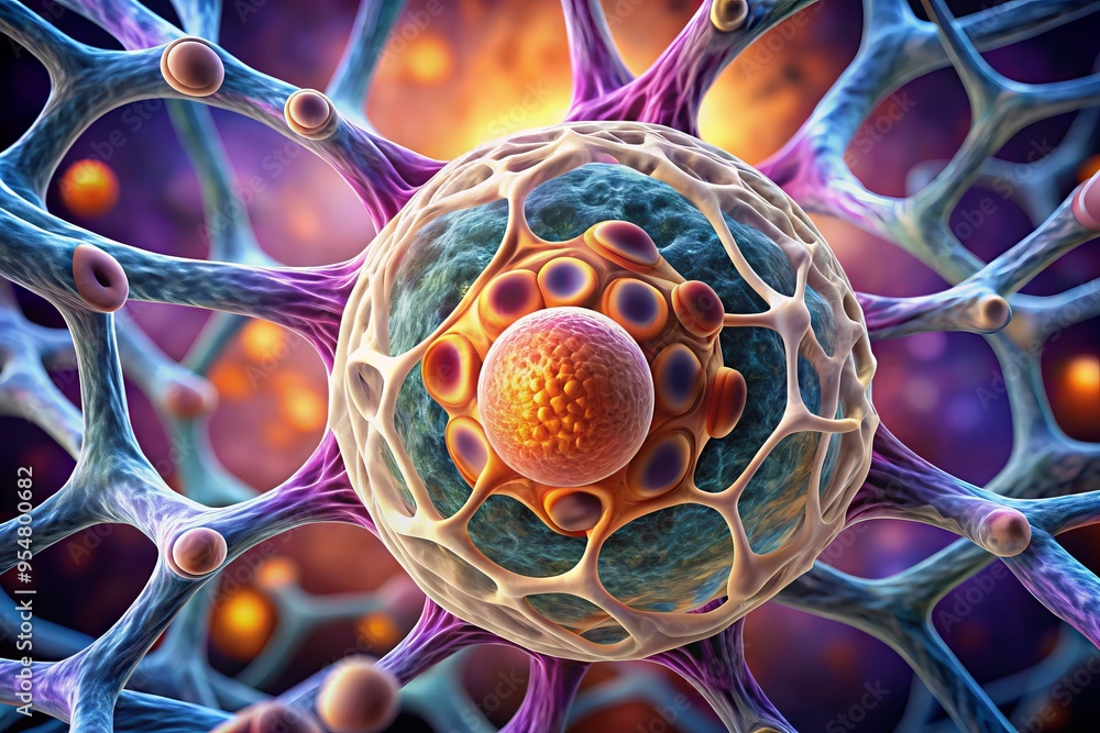 Photo image of a 3D rendered illustration of an osteocyte cell in a ...