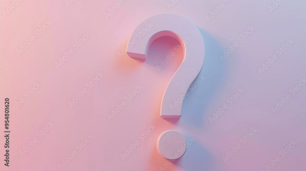 question mark 3d illustration, pink and blue soft pastel colors, UI ux ...