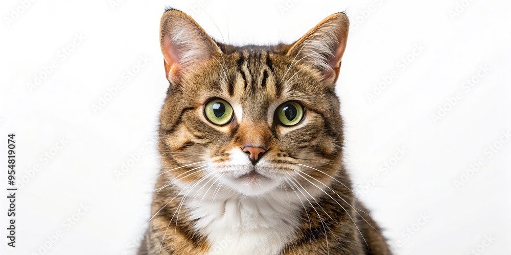 Furry body tense with concentration, the cat's eyes meet the camera's ...