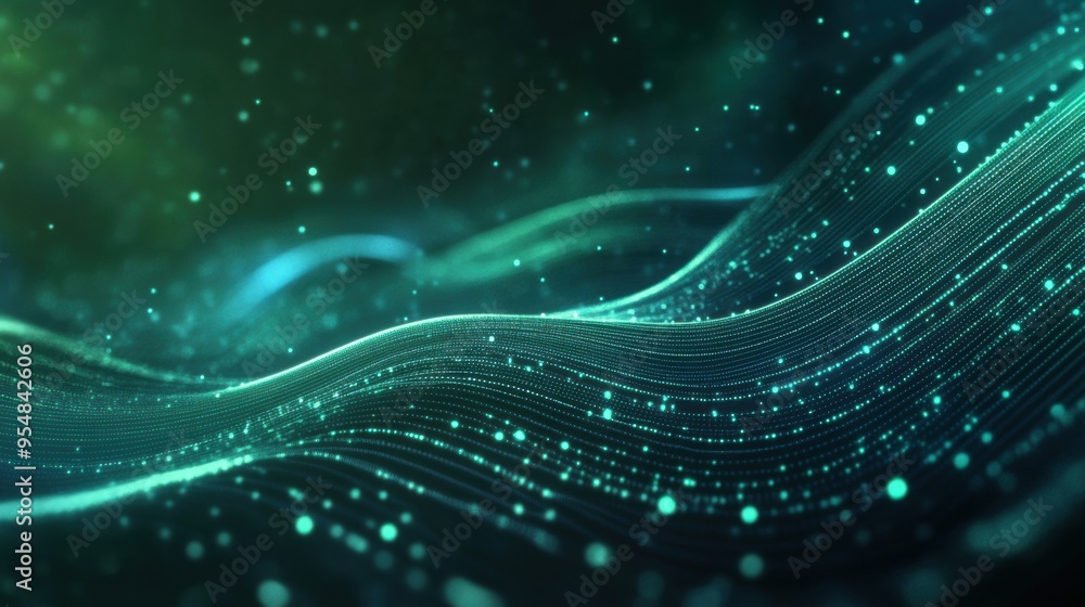 A looping 2D animation of pulsating blue and green waves of light ...